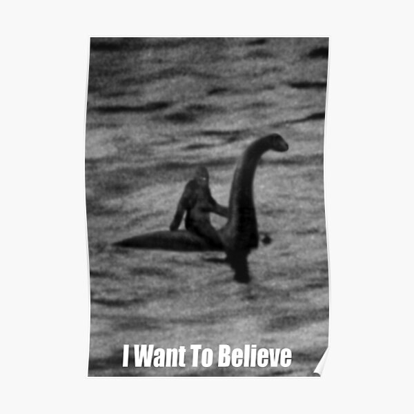 "Bigfoot Riding Loch Ness Monster HQ" Poster for Sale by Crucible2020 ...
