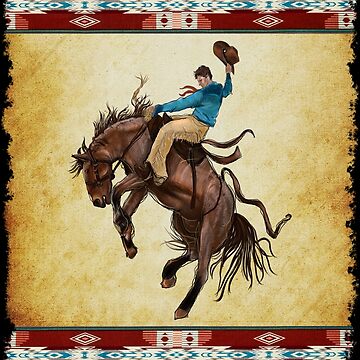 "Vintage Saddle Bronc Rider With Native American Border" Photographic ...
