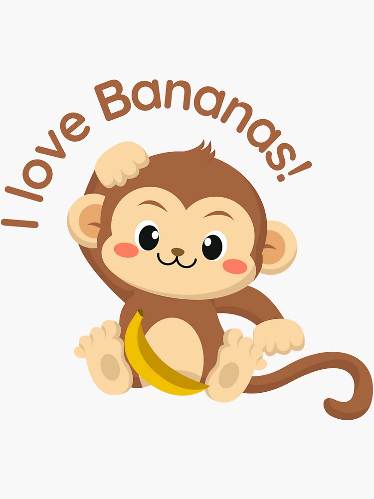 "monkey bananas animal" Sticker for Sale by Camandy | Redbubble