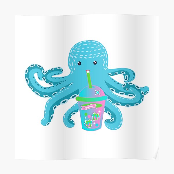 "Boba Drinking Octopus" Poster for Sale by tmdaliggr | Redbubble