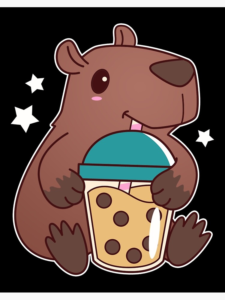 "CUTE KAWAII CAPYBARA DRINKING BUBBLE TEA BOBA CAPIBARA" Art Board ...