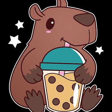 "CUTE KAWAII CAPYBARA DRINKING BUBBLE TEA BOBA CAPIBARA" Sticker for ...