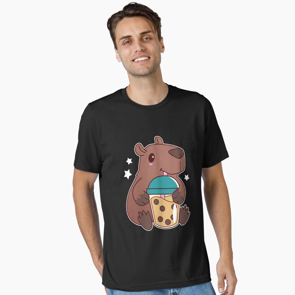 "CUTE KAWAII CAPYBARA DRINKING BUBBLE TEA BOBA CAPIBARA" Sticker for ...