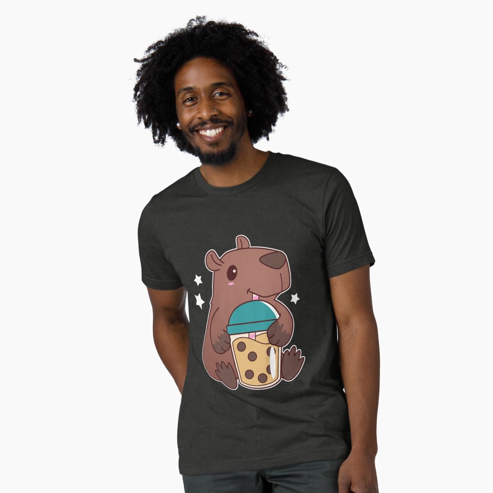 "CUTE KAWAII CAPYBARA DRINKING BUBBLE TEA BOBA CAPIBARA" Sticker for ...