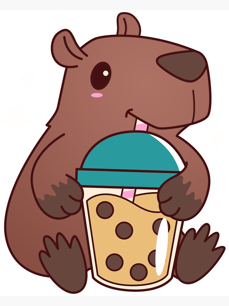 "CUTE KAWAII CAPYBARA DRINKING BUBBLE TEA BOBA CAPIBARA" Magnet for ...