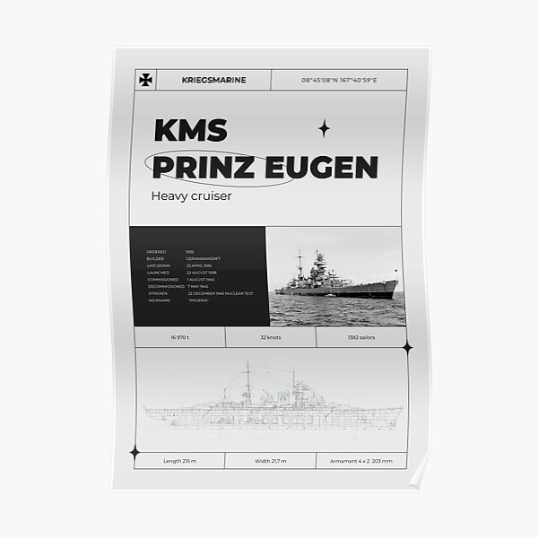 Kms Prinz Eugen Poster For Sale By Mrbreadz Redbubble