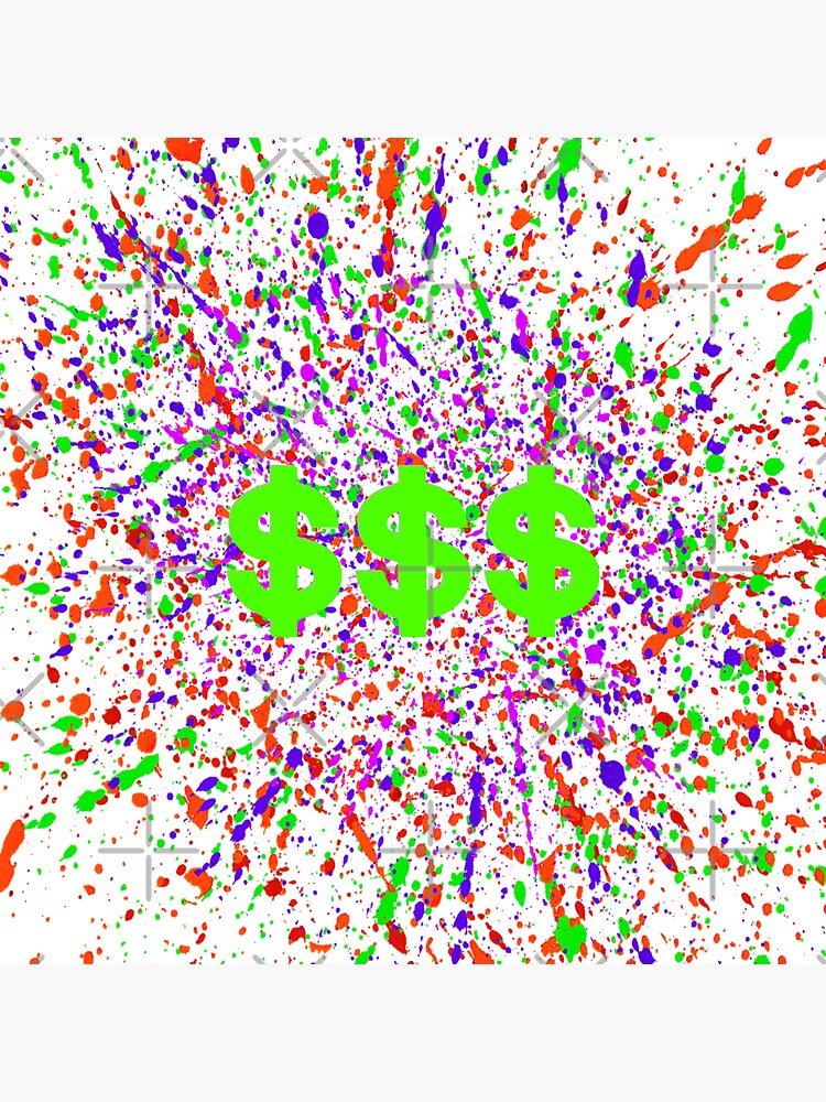 "Paint Splatter Dollar Sign Colorful Splashes of Dollar Signs" Sticker ...