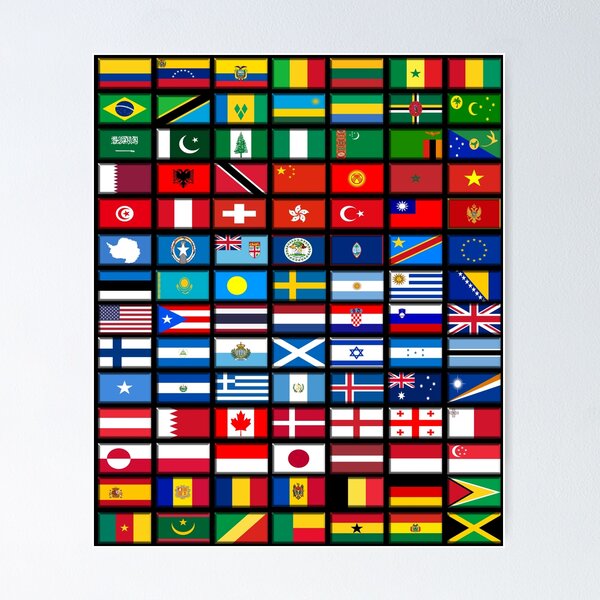 "Flags of the Countries of the World, International " Poster for Sale ...