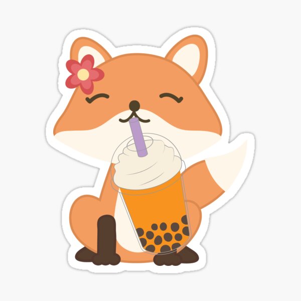 "Boba Drinking Fox" Sticker for Sale by tmdaliggr | Redbubble