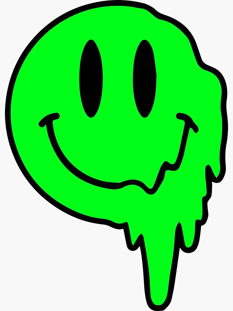 "Green Drippy Smiley Face" Sticker for Sale by Piachoi | Redbubble