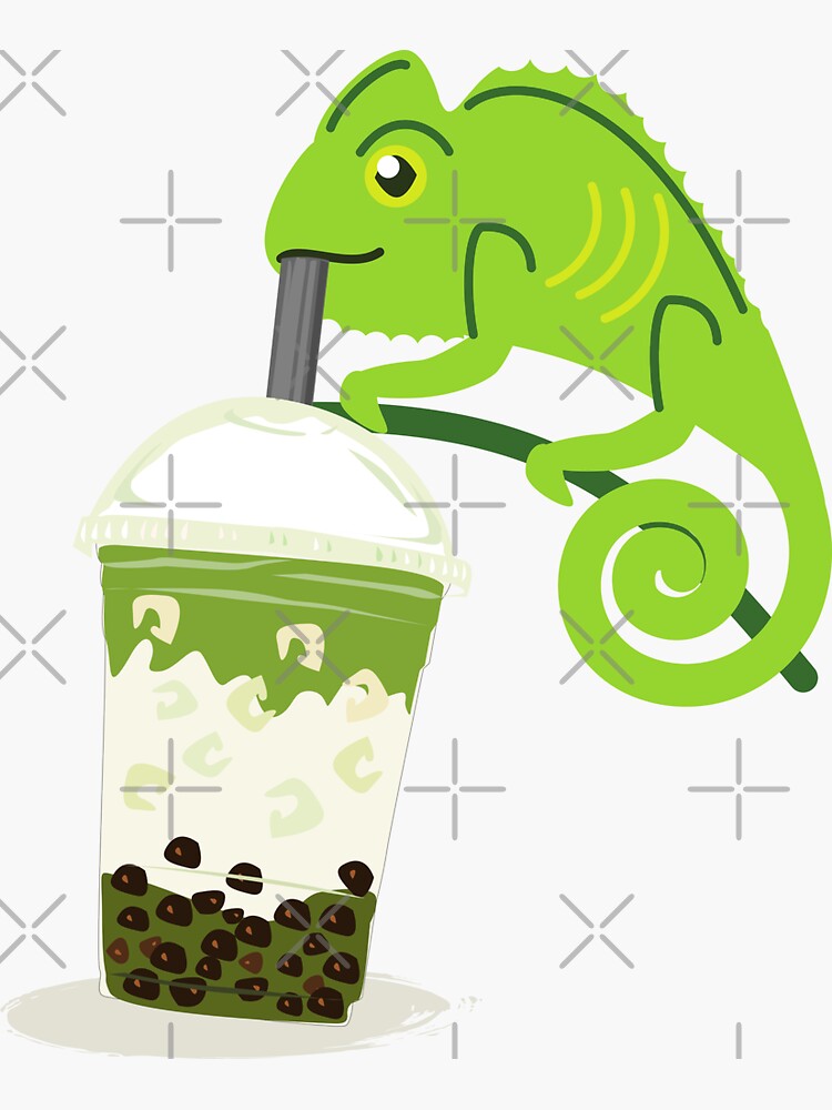 "Boba Drinking Lizard" Sticker for Sale by tmdaliggr | Redbubble