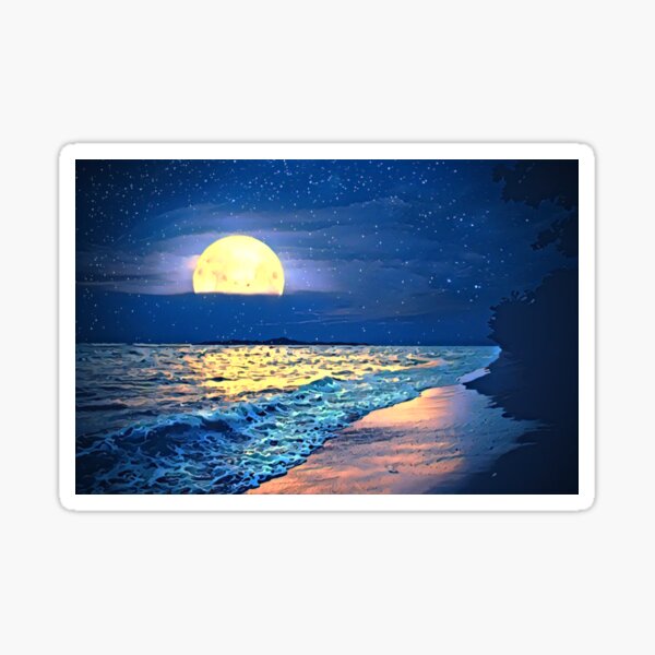 "Moon In Night Sky" Sticker for Sale by UniqueDeignz | Redbubble