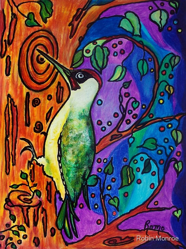 "Yaffle - The Green Woodpecker" by Robin Monroe | Redbubble