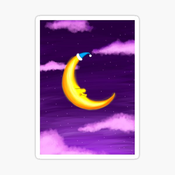"Sleepy Moon" Sticker for Sale by EDD-RAPOSA | Redbubble