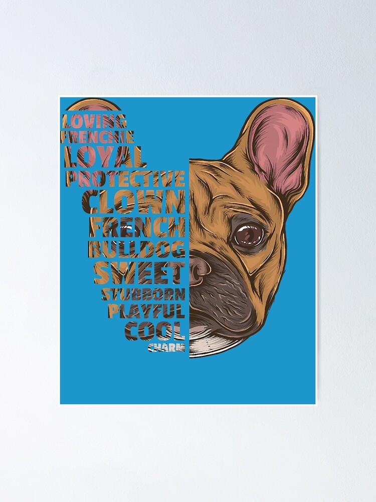 Poster « Bouledogue Français Frenchie Chien Typographie Race Oeuvre ...