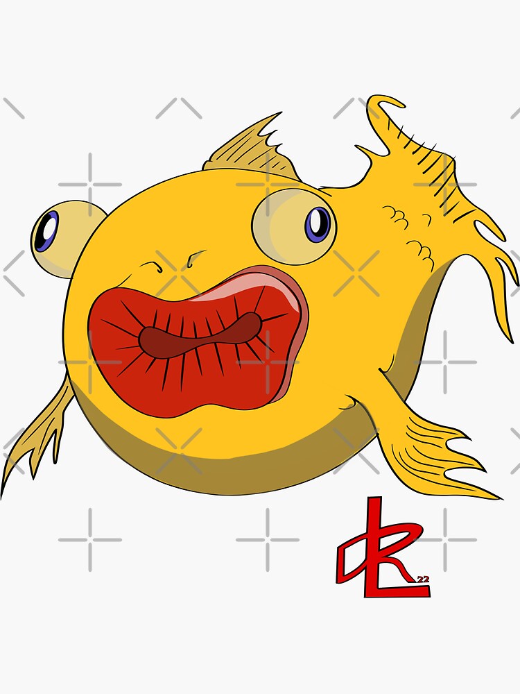 "Goofy goldfish with big lips" Sticker for Sale by LyradAgnus | Redbubble