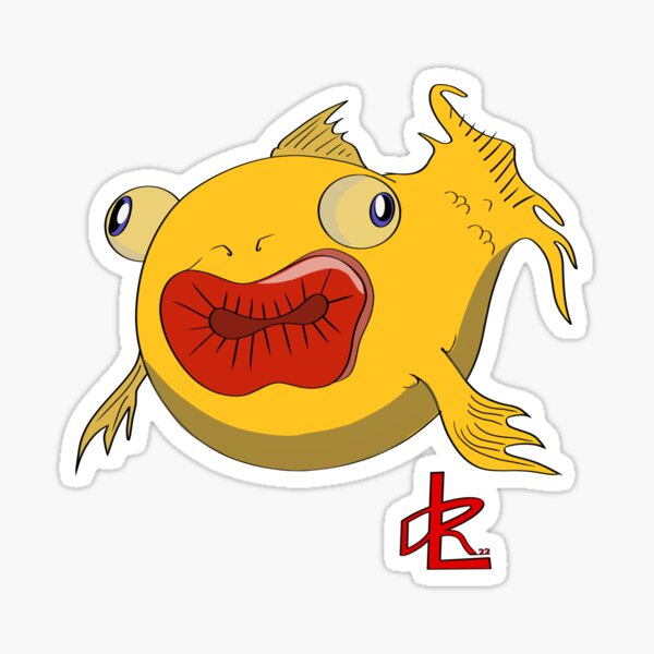 "Goofy goldfish with big lips" Sticker for Sale by LyradAgnus | Redbubble