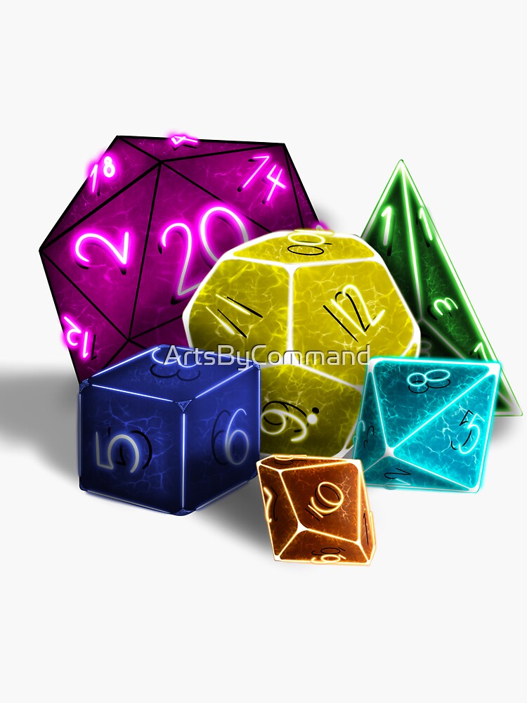 "The Magical Dice Set V.2" Sticker for Sale by ArtsByCommand | Redbubble