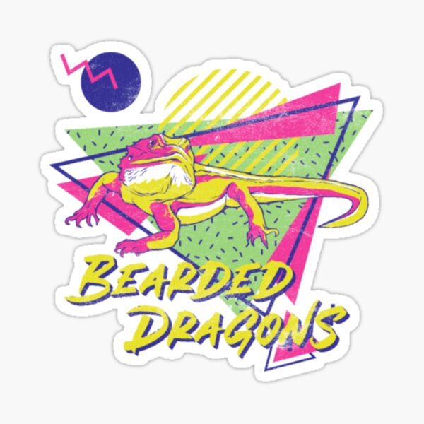 "Bearded Dragon Retro 80s or 90s Vintage Pet Lizard" Sticker for Sale ...