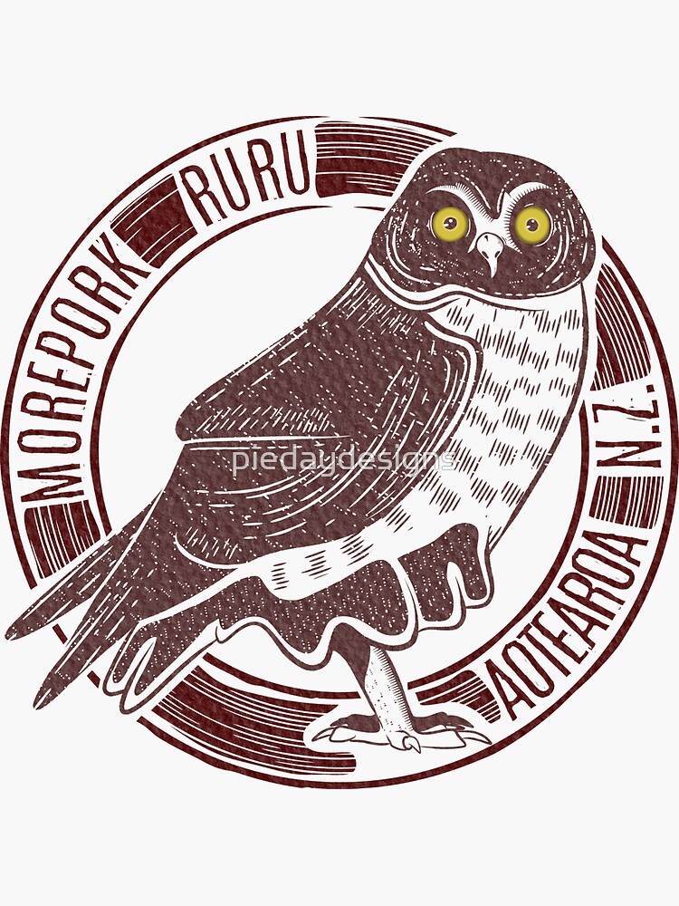 "Morepork RURU NZ bird" Sticker for Sale by piedaydesigns | Redbubble