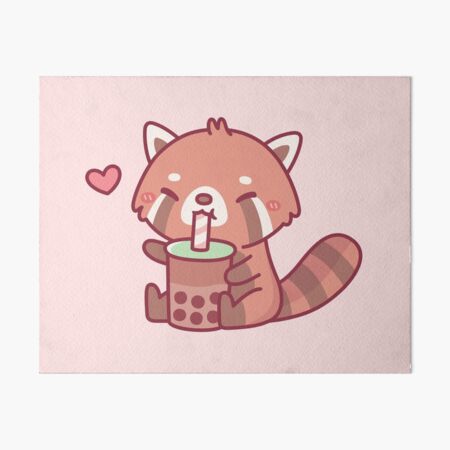 "Cute Red Panda Loves Drinking Bubble Tea" Art Board Print for Sale by ...