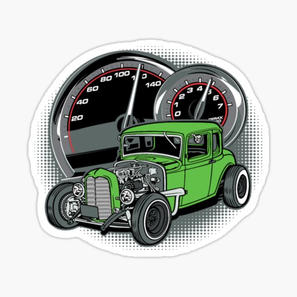 "Bright Green Rat Rod Classic Car" Sticker for Sale by JoelJong | Redbubble