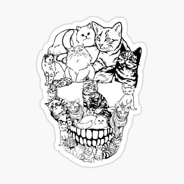 "Cat Skull - Kitty Skeleton Halloween Costume Skull Cat " Sticker for ...