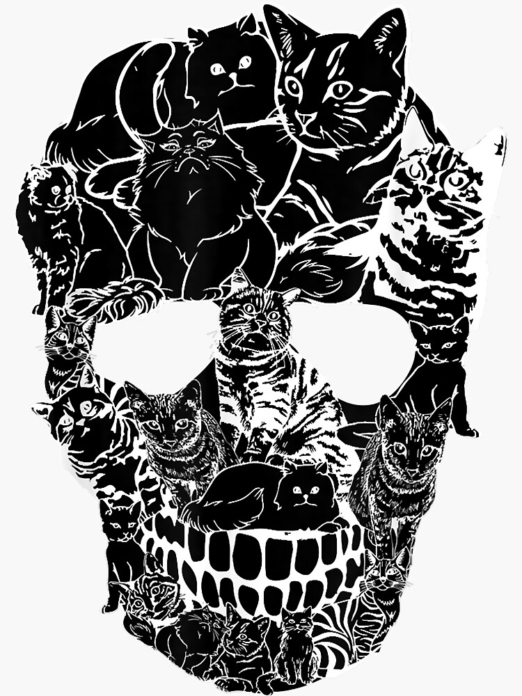 "Cat Skull - Kitty Skeleton Halloween Costume Skull Cat " Sticker for ...