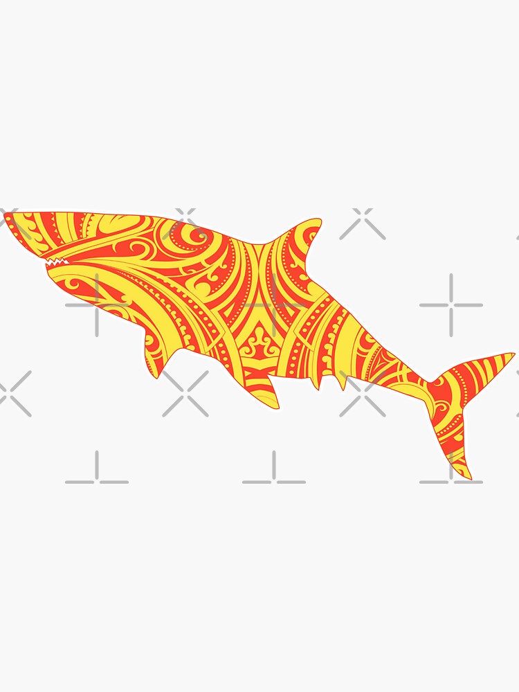 "Polynesian Tatau Tribal Shark Pattern Amber Colored Classic T-Shirt ...