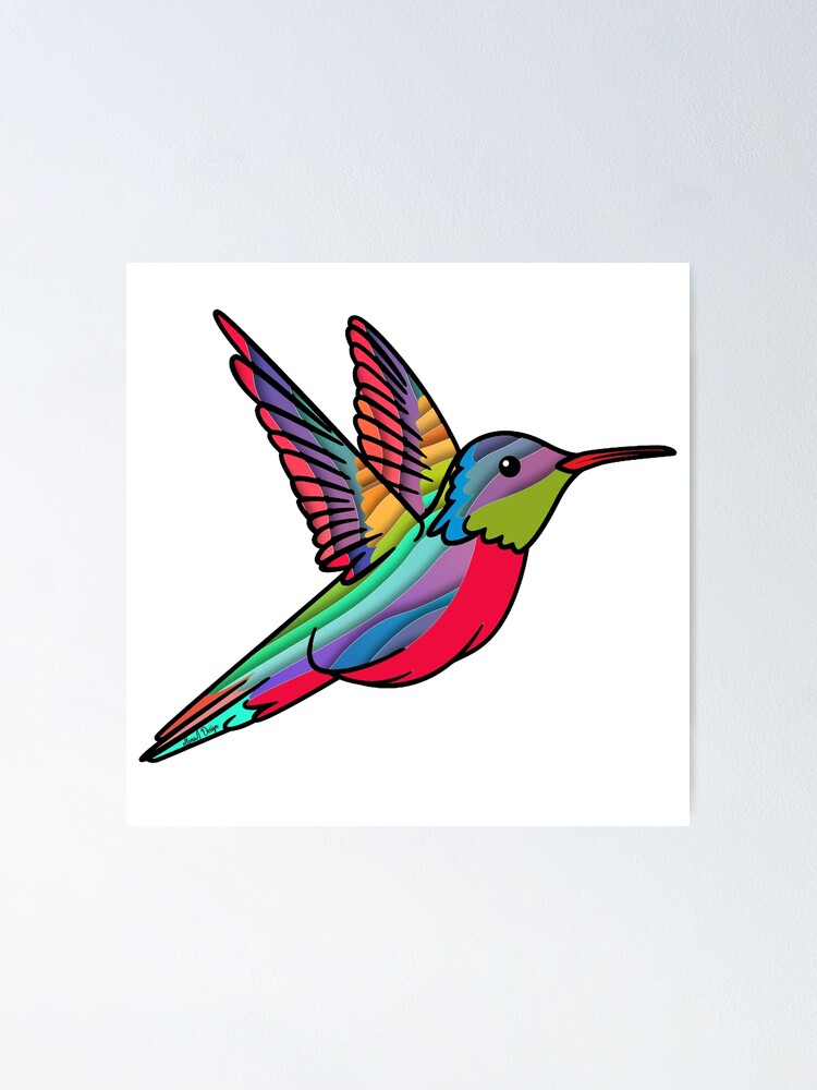 "Rainbow Hummingbird" Poster for Sale by ellenaJdesign | Redbubble