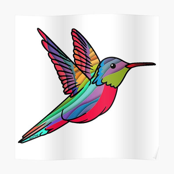 "Rainbow Hummingbird" Poster for Sale by ellenaJdesign | Redbubble