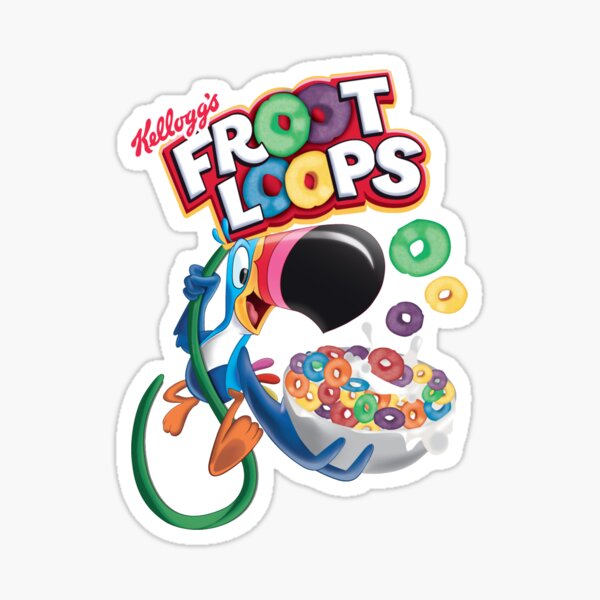 "fl>froot loops1,fruit>loops2,froot>loops cereal3" Sticker for Sale by ...