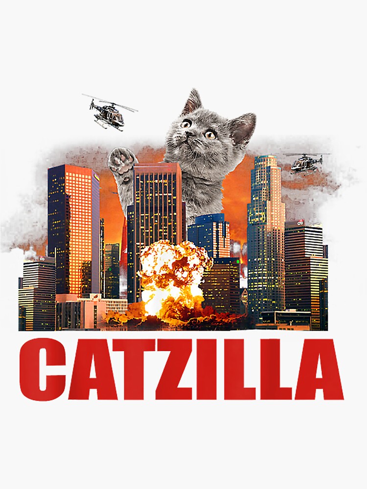 "catzilla funny cat" Sticker for Sale by ingridrinesch | Redbubble