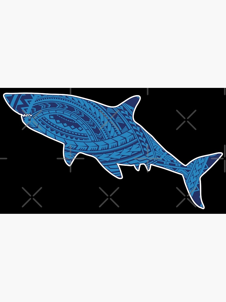"Polynesian Tatau (Samoan) Tribal Shark Pattern Sea-Blue Colored ...