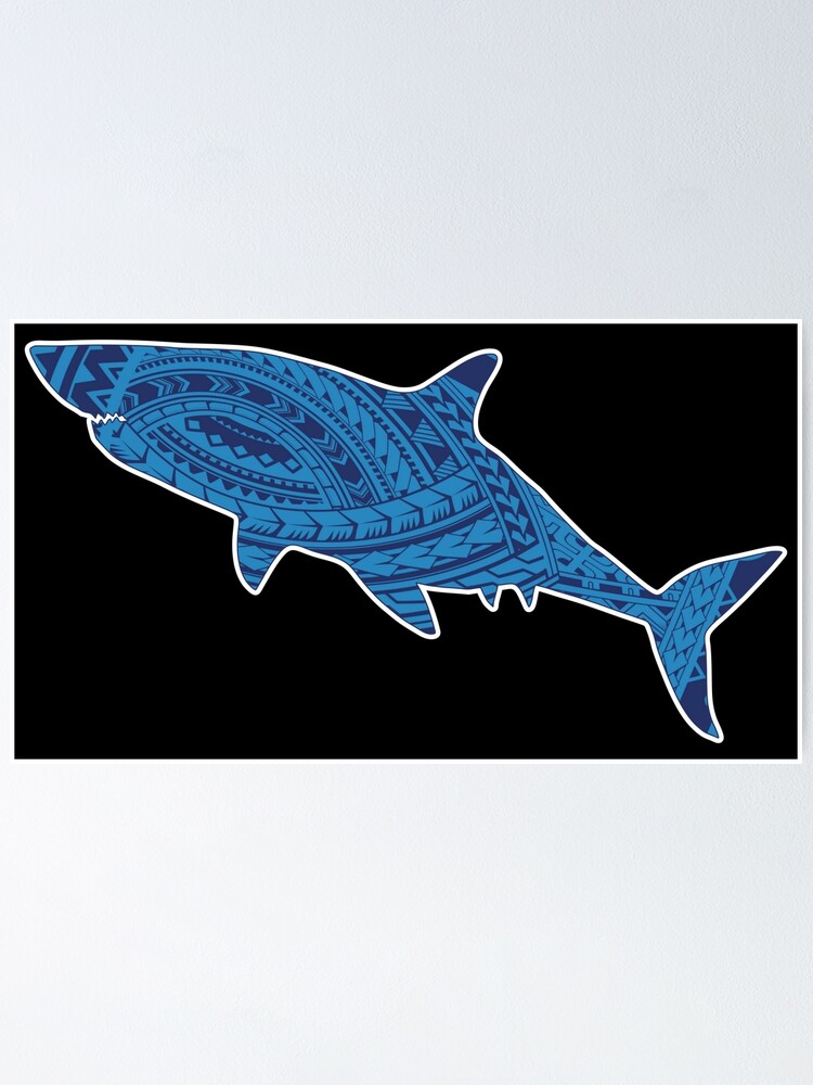 "Polynesian Tatau (Samoan) Tribal Shark Pattern Sea-Blue Colored ...