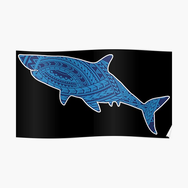 "Polynesian Tatau (Samoan) Tribal Shark Pattern Sea-Blue Colored ...