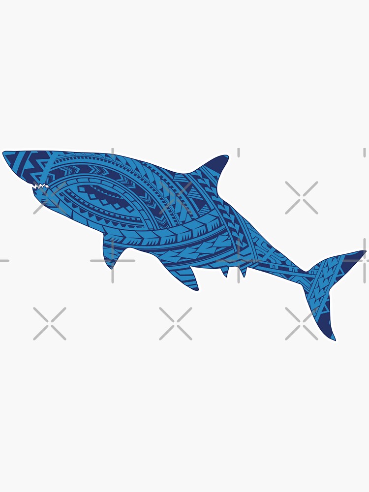 "Polynesian Tatau (Samoan) Tribal Shark Pattern Sea-Blue Colored ...