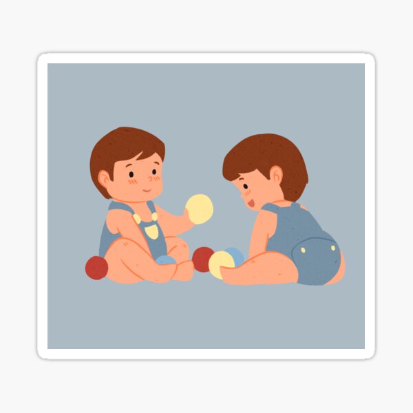 "Two kids playing" Sticker for Sale by AMarc-Designers | Redbubble