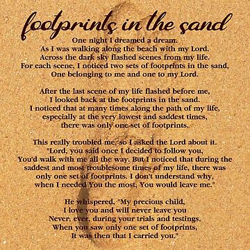 "Footprints in the sand #7 Poem Quote Lyrics Prayer Song Jesus ...