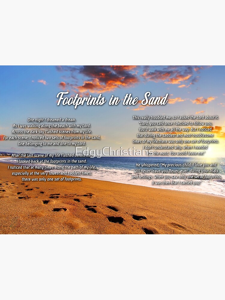 Footprints In The Sand Poem Printable Version Footsteps Footprints In