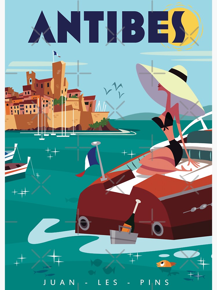 "Antibes poster" Sticker for Sale by GAGodel | Redbubble