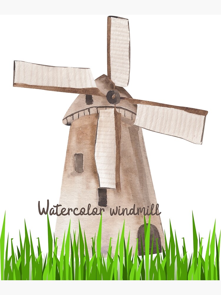 "Watercolor windmill." Poster for Sale by RAJSHIVA | Redbubble