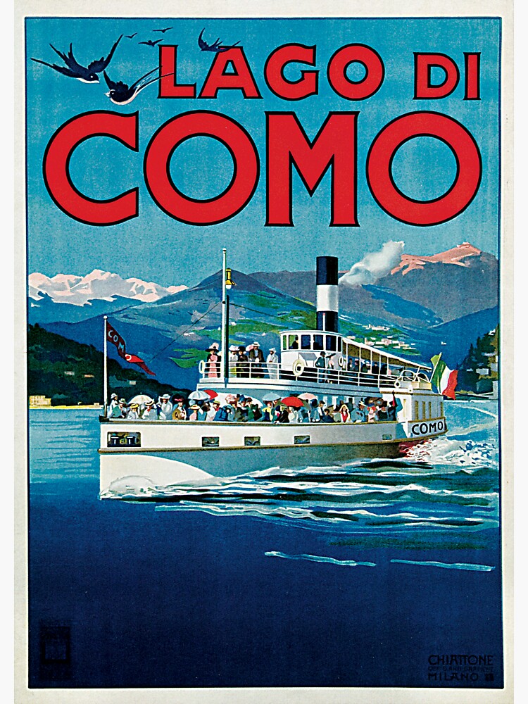 "Vintage Lago di Como Travel" Sticker for Sale by pdgraphics | Redbubble