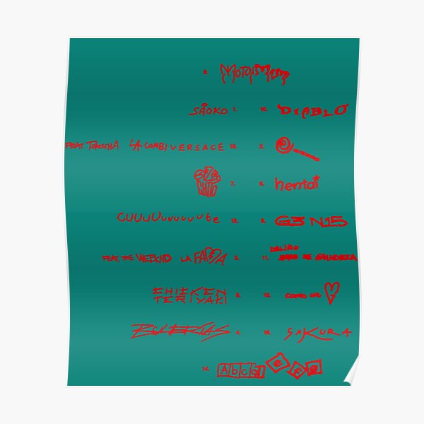 "MOTOMAMI tracklist RED " Poster for Sale by Riemaner | Redbubble