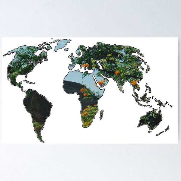 "Tropical Flower World Map" Poster for Sale by luckylucy | Redbubble