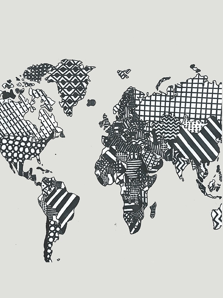 "Patterned World Map" T-shirt for Sale by luckylucy | Redbubble | world ...