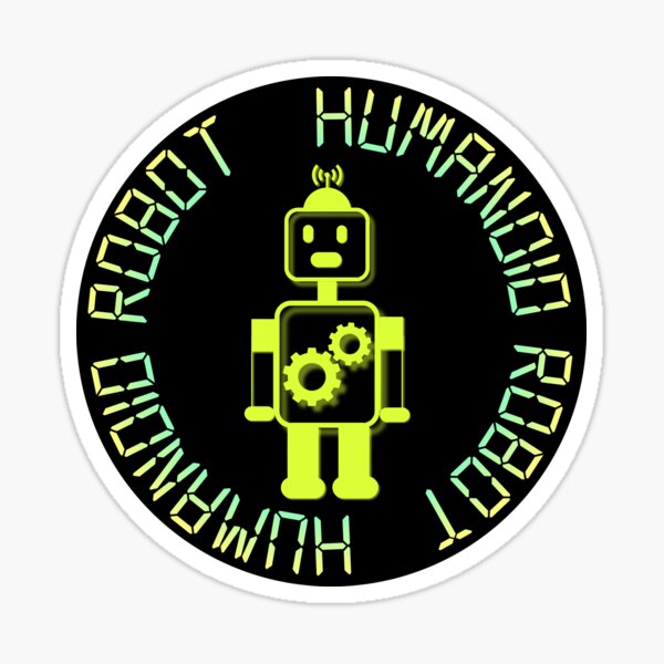 " humanoid robot,fluorescent color" Sticker for Sale by zzzozzo | Redbubble