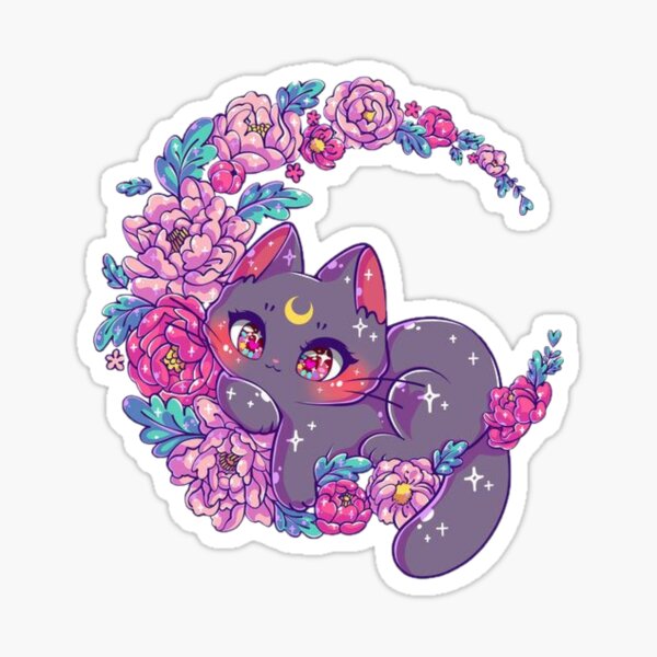 "Moon cat" Sticker for Sale by Palmyr | Redbubble