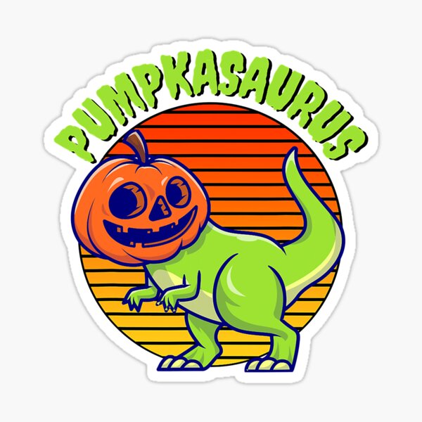 "Cute Halloween Dinosaur Pumpkasaurus Jack O Lantern Costume" Sticker ...