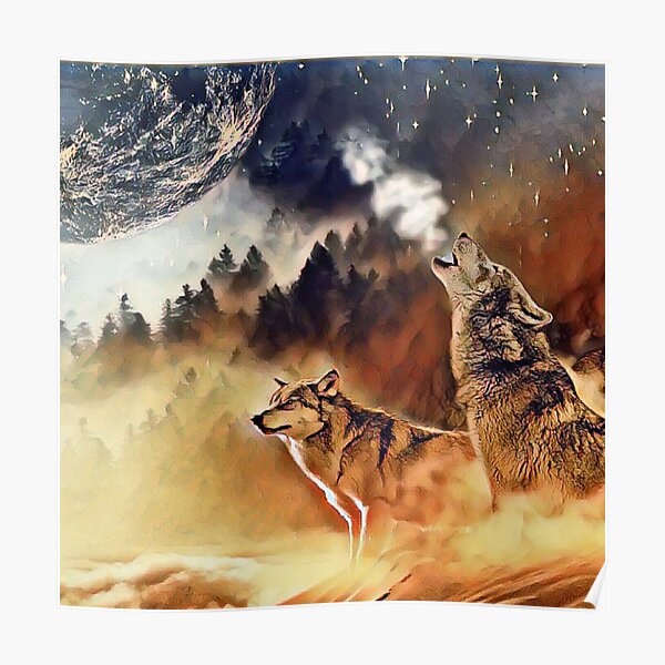 "HOWLING WOLF" Poster for Sale by KatisDesign | Redbubble